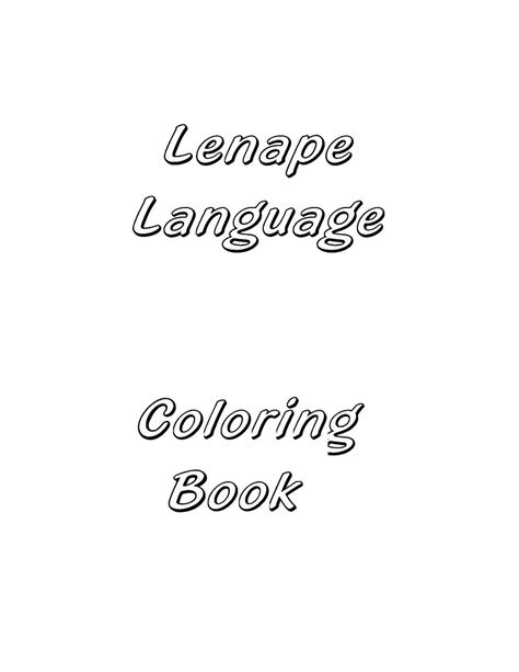 Lenape Language Coloring Book Lenape Nation Of Pa