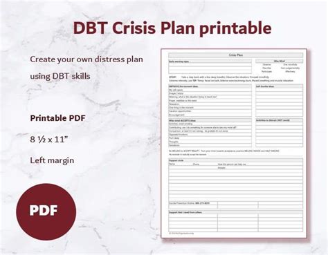 Dbt Crisis Plan Printable Etsy Dbt Skills Dbt Dialectical
