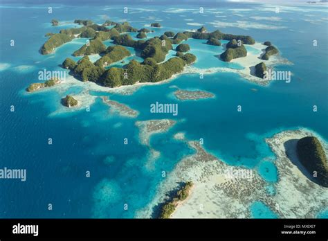 Aerial View Of Coral Reefs Coral Atolls And Islands Surrounded By The