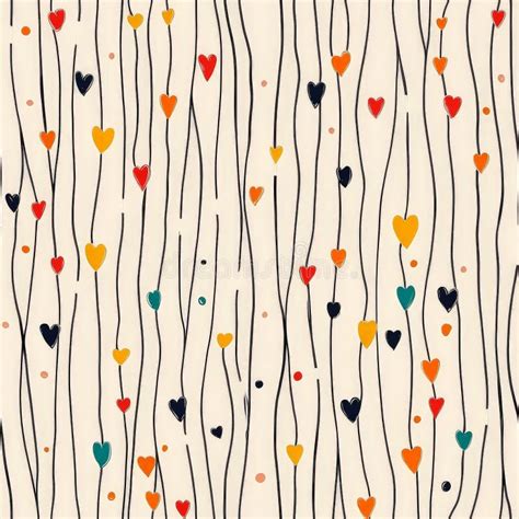 A Dynamic Composition Of Thin Lines Small Hearts And Vibrant Dots In