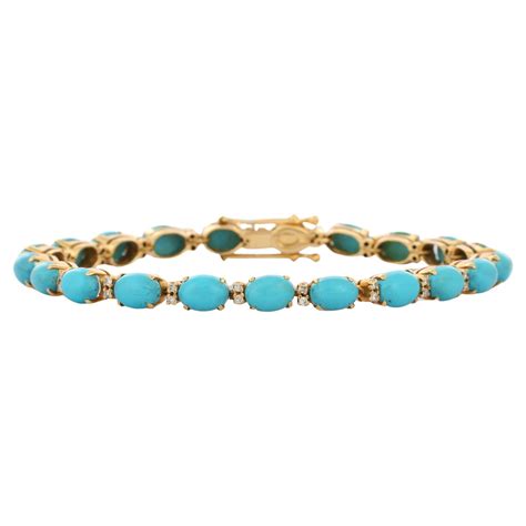 18k Yellow Gold 1950s Diamond And Sapphire Bracelet For Sale At