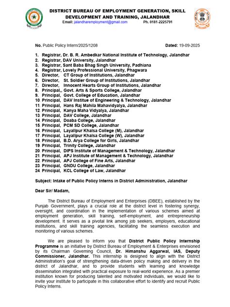 District Public Policy Internship Program Pdf Internship Job Hunting