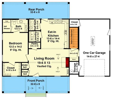 Plan 5100mm Rustic 1 Bed Country Home Plan With 1 Car Garage