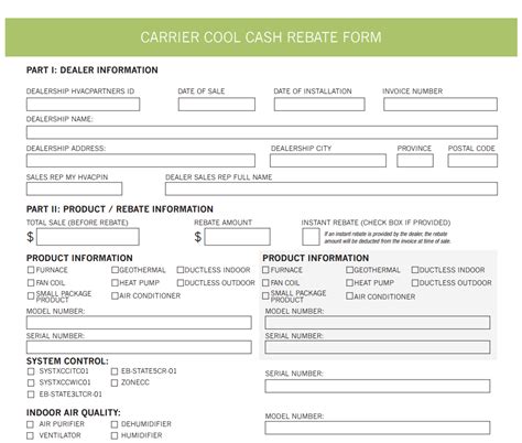 Carrier Rebates Printable Rebate Form