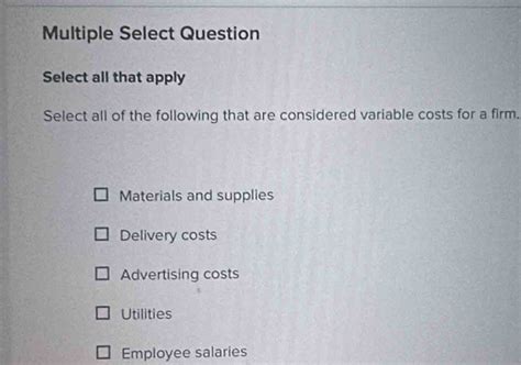 Solved Multiple Select Question Select All That Apply Select All Of
