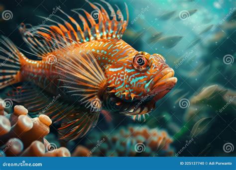 A Vibrant Orange And Blue Fish With Spiky Fins Swims In Turquoise Water