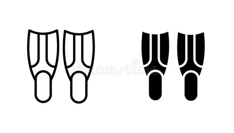 Scuba Diving Vecor Icon Set Stock Vector Illustration Of Dive Shoe