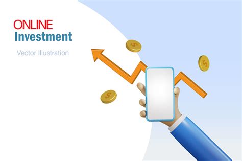 성장 그래프 이익과 돈으로 투자를 성공시키세요 빈 스마트폰 화면을 들고 있는 사업가 금융 투자 인터페이스 기술 3d 벡터 3차원 형태에 대한 스톡 벡터 아트 및 기타 이미지