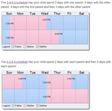 2 2 5 Custody Schedule Template
