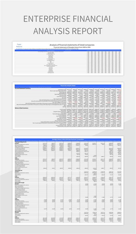 Financial Statement Financial Indicators Analysis Table Excel Template