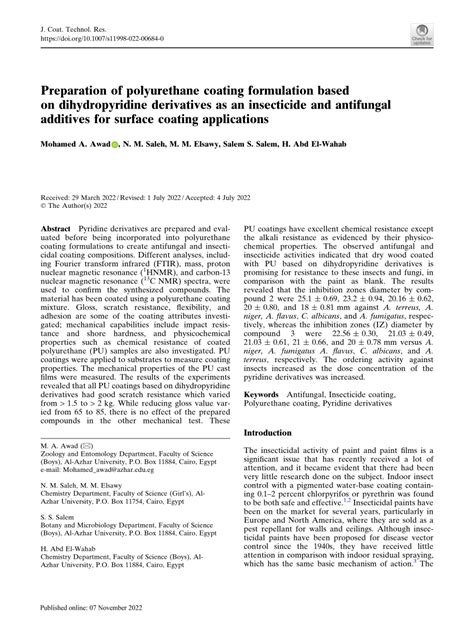 Pdf Preparation Of Polyurethane Coating Formulation Based On