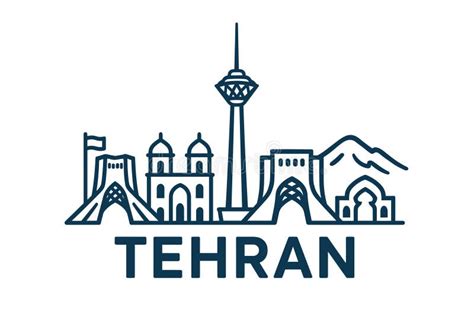 Tehran Skyline With Azadi Tower Milad Tower And Mosque Domes Stock Vector Illustration Of