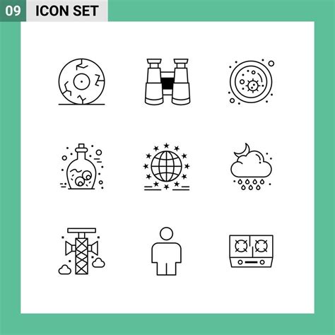 Set Of 9 Modern Ui Icons Symbols Signs For Internet Gdpr Biology Zombie Halloween Editable