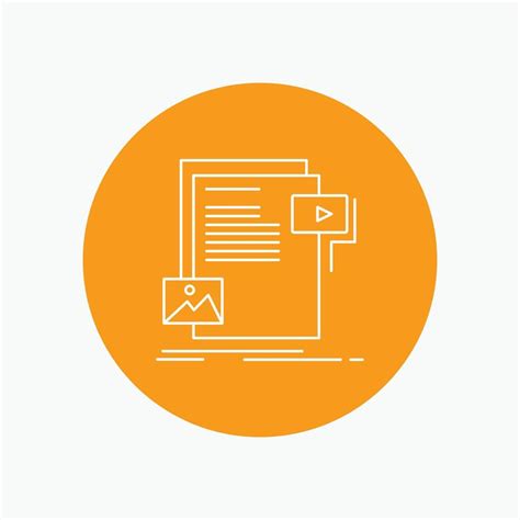 Data Document File Media Website White Line Icon In Circle Background Vector Icon