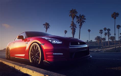 닛산 GTR R35 빨간색 자동차 전면보기 배경 화면 1920x1200 배경 화면 다운로드 KR Best