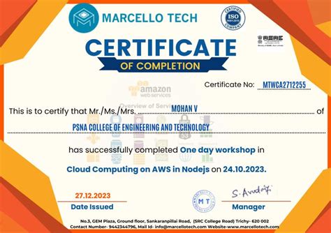 Completed Aws Cloud Computing Workshop With Nodejs Mohan V Posted On