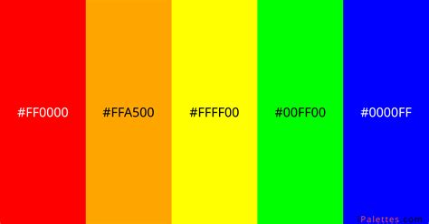 Rainbow Color Palette And Colors Ff0000 Ffa500 Ffff00 00ff00
