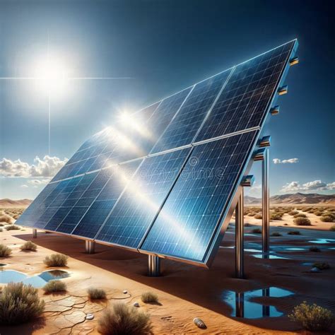 Desert Solar Reflective Panels In Sunlit Arid Landscape Generative Ai