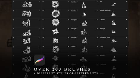 artstation settlements brush pack procreate brushes for fantasy maps