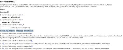 Solved Exercise Mlr 2 Using Regression In The Data Analysis