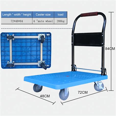 200kg Load Capacity Four Wheel Folding Cargo Trolley With