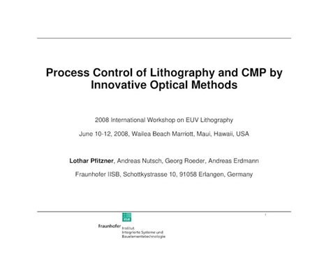 pdf process control of lithography and cmp by innovative client