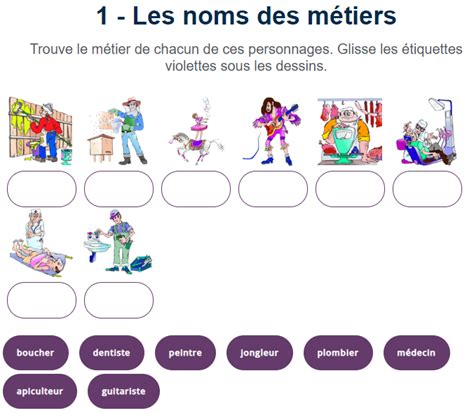 Exercice De Vocabulaire Les Métiers Exercices De Vocabulaire Métier Jeux éducatifs En Ligne