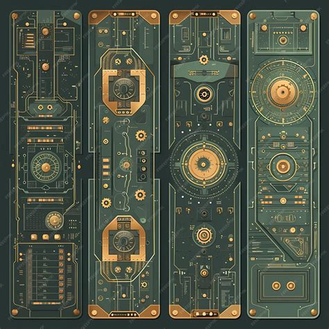 Premium Photo Colorful Vintage Retro Sci Fi Poster Panel Design With Analog Circuit