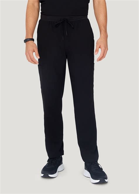 Mens Mid Rise Straight Leg Cargo Scrub Pants Black Mandala Scrubs