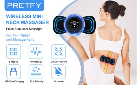 Pretfy Mini Neck Massager 6pc Ems Body Massager 8 Modes 19 Levels