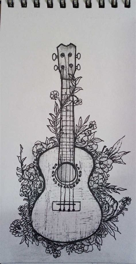 Ukulele Drawing Hand Art Drawing