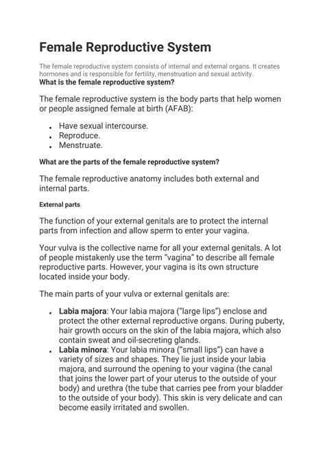 Solution Biology Female Reproductive System Studypool