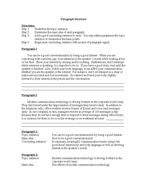 Paragraph Structure By Saiwaroon Paragraph Structure Directions Step