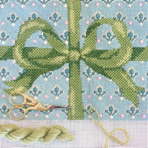 Blue Bow Needlepoint Canvas And Kit Needlepoint Designs Needlepoint