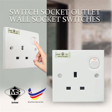 Ums 13a Switch Socket Outlet Wall Socket Switches Sirim Approved 1w