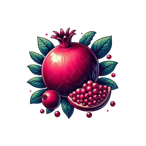 Pomegranate Fruit Clip Art Illustration Vector Premium Ai Generated