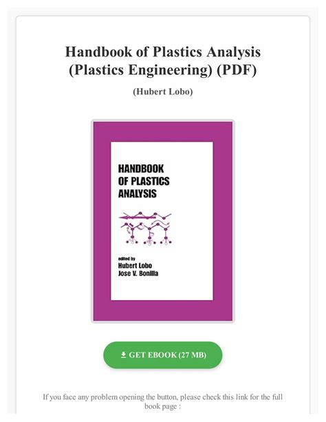 Ebook Handbook Of Plastics Analysis Plastics Engineering By Hubert