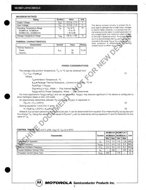 Mc6801u4 Datasheet Microcontroller Microprocessor Motorola