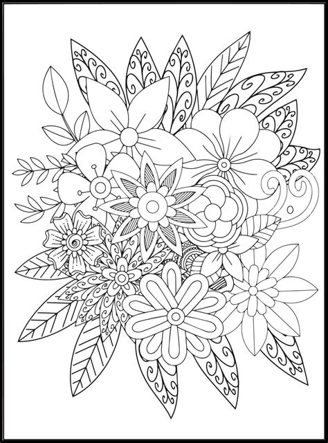 Doodles Flowers Coloring Pages 19508985 Vector Art At Vecteezy