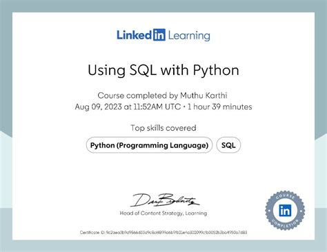 Muthu Karthi On Linkedin Just Finished Using Sql With Pythonin