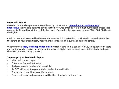 Ppt Free Credit Report Powerpoint Presentation Free Download Id