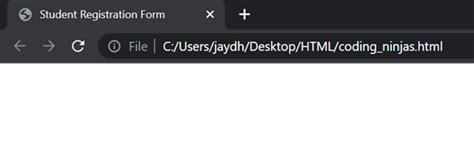 Student Registration Form In HTML Naukri Code