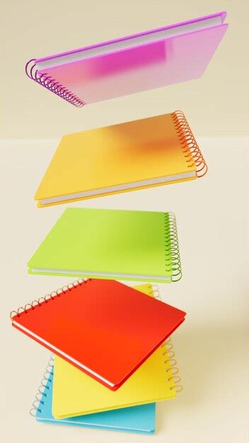 Premium Photo Vertical 3d Illustration Of Colored Notebooks Falling