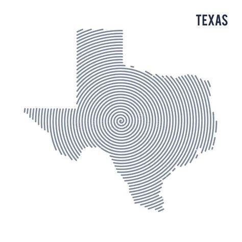 Vector Abstract Hatched Map Of State Of Texas With Spiral Lines