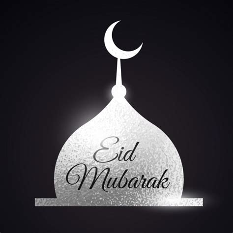 Free Vector Silver Mosque Shape Eid Mubarak Muslims Festival