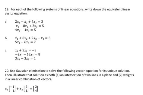 Solved For Each Of The Following Systems Of Linear Chegg