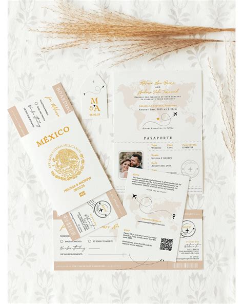 Mexican Passport Wedding Invitation Template Suite Mexico Invitation Printable Passport