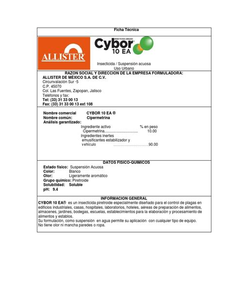 Ft Cybor 10ea Pdf Agua Alimentos