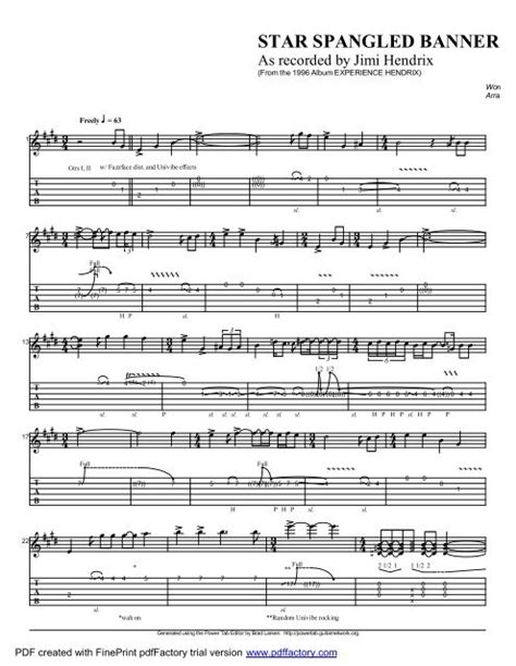 Star Spangled Banner Jimi Hendrix Guitar Tab