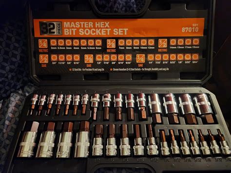Horusdy 32pc Hex Bit Socket Set Sae And Metric With Case Sedy Tools Online